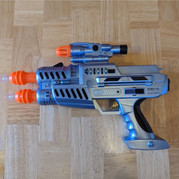 OOBG | Toys | Rare Oobg Moving Double Barrel Laser Gun Blue Works ...
